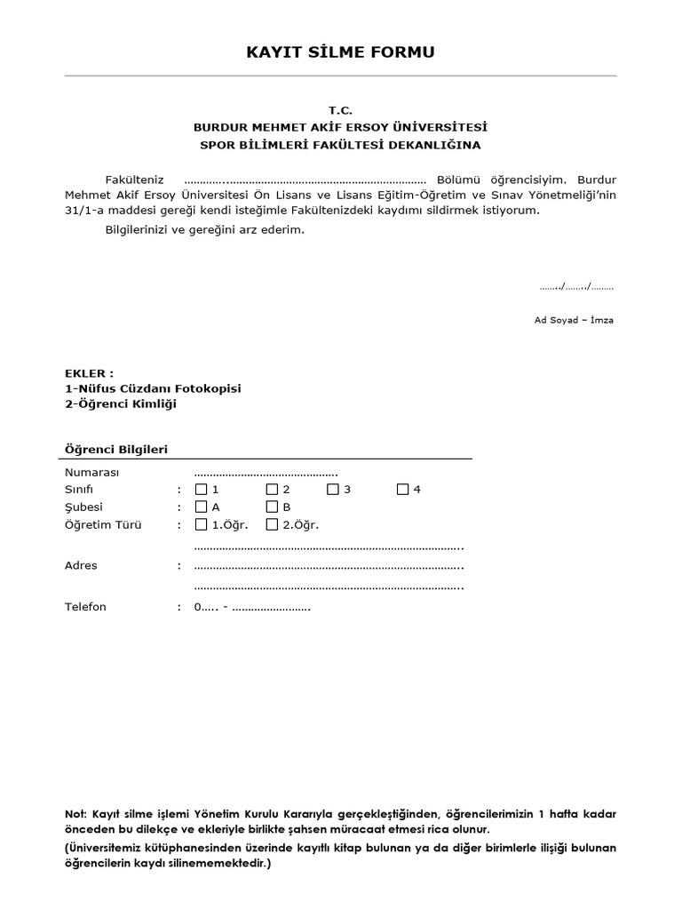 40 Form 192 31689675 Kayit Silme Fakuelte | PDF