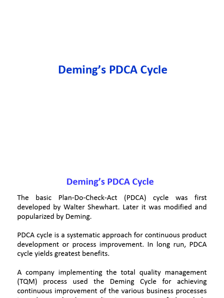 PDCA Cycle | PDF | Quality | Business Process