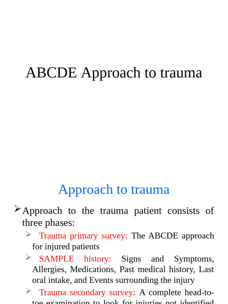 ABCDE Trauma Assessment and Management | PDF | Respiratory Tract ...
