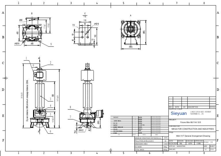 66kV IVT General Arrangement Drawing | PDF | Insulator (Electricity ...