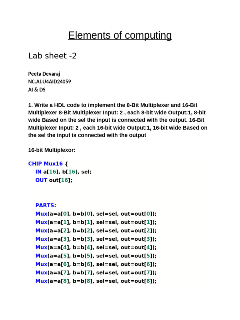 HDL Code for 8-Bit and 16-Bit Logic | PDF | Electronics | Electrical ...