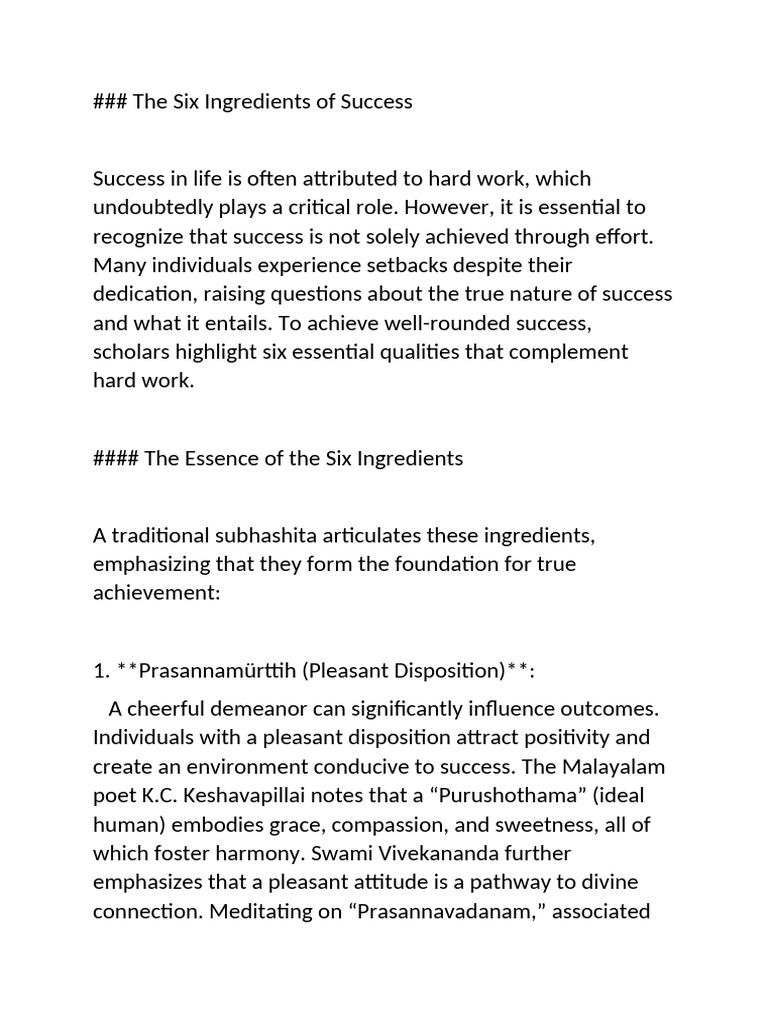 Six Essential Ingredients for Success | PDF | Humility | Virtue