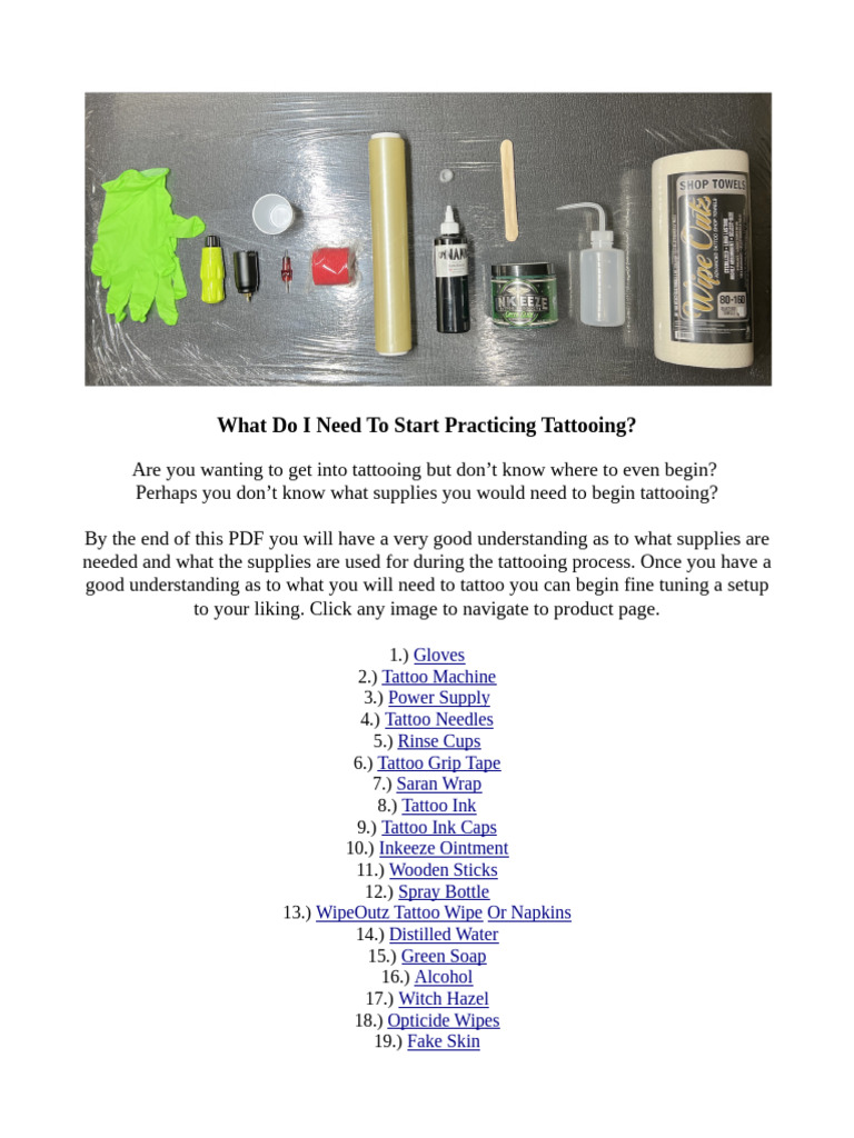 What Do I Need To Start Tattooing Daniel Yuck | PDF | Tattoo | Adhesive