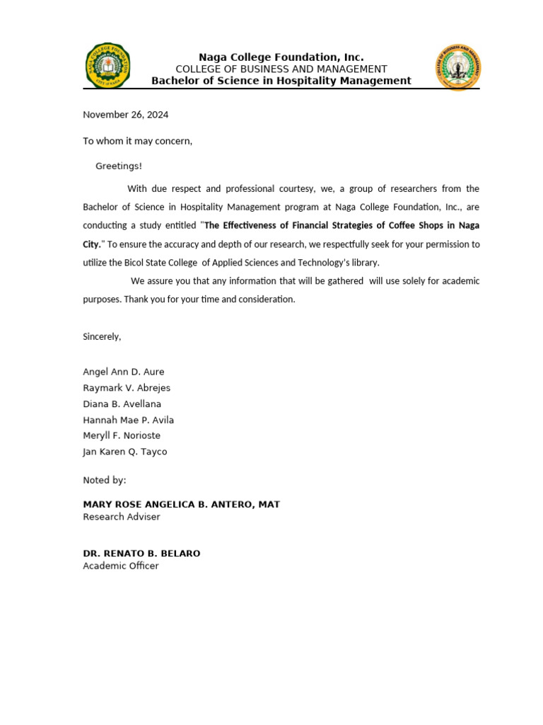 Permit Letter | PDF | Questionnaire