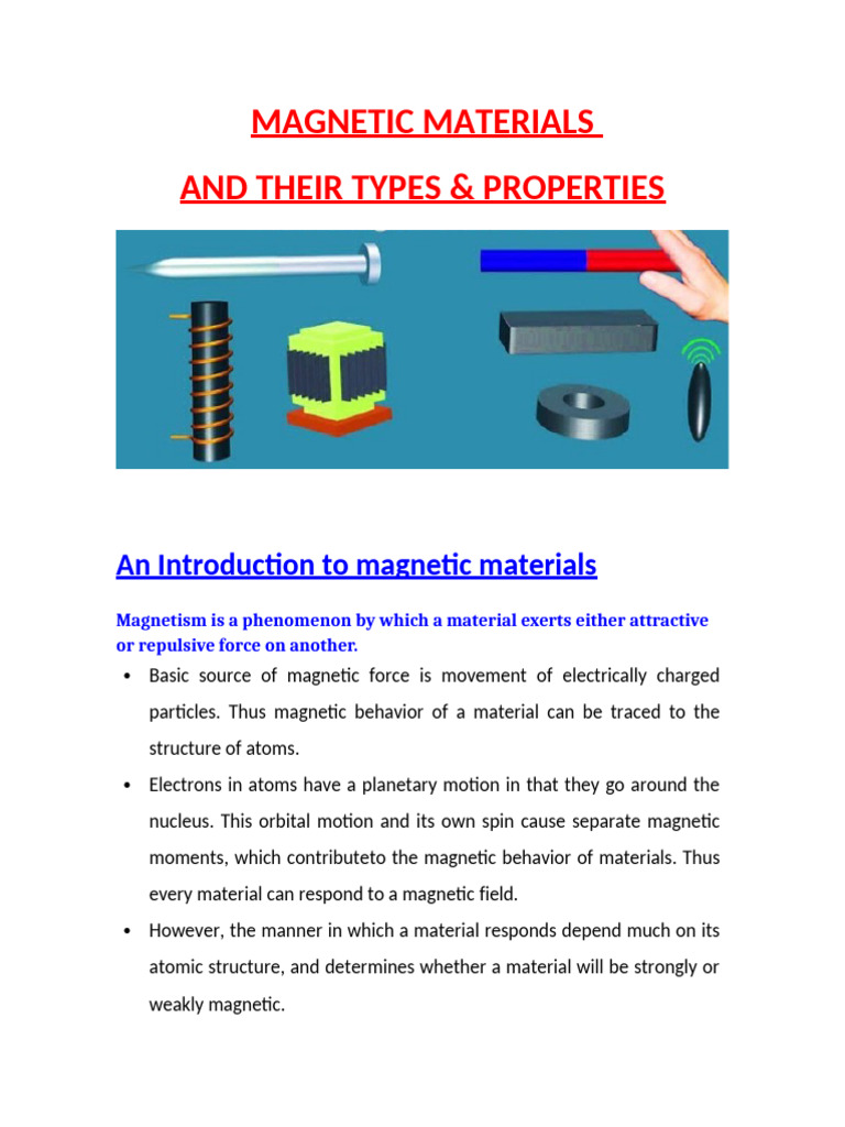 Magnetic Materials | PDF | Ferromagnetism | Magnetism