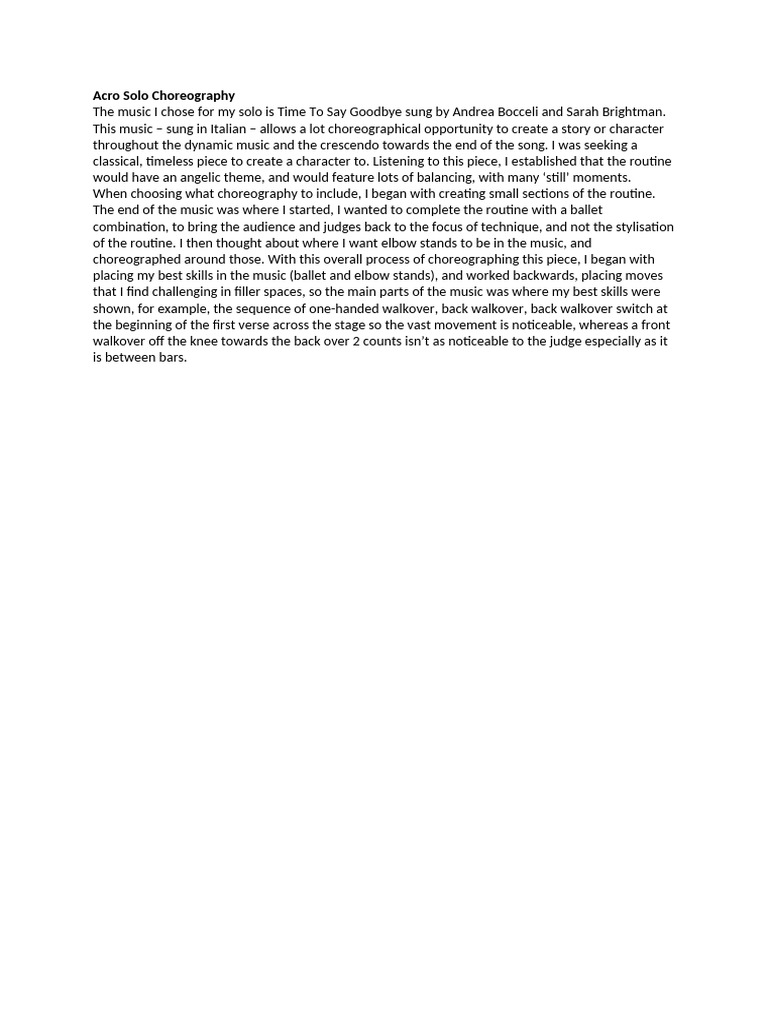 Acro Choreography | PDF