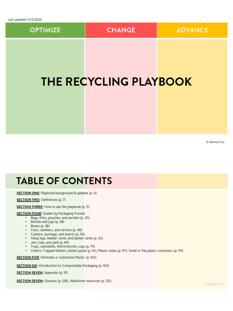 Walmart Recycling Playbook Overview | PDF | Plastic | Materials