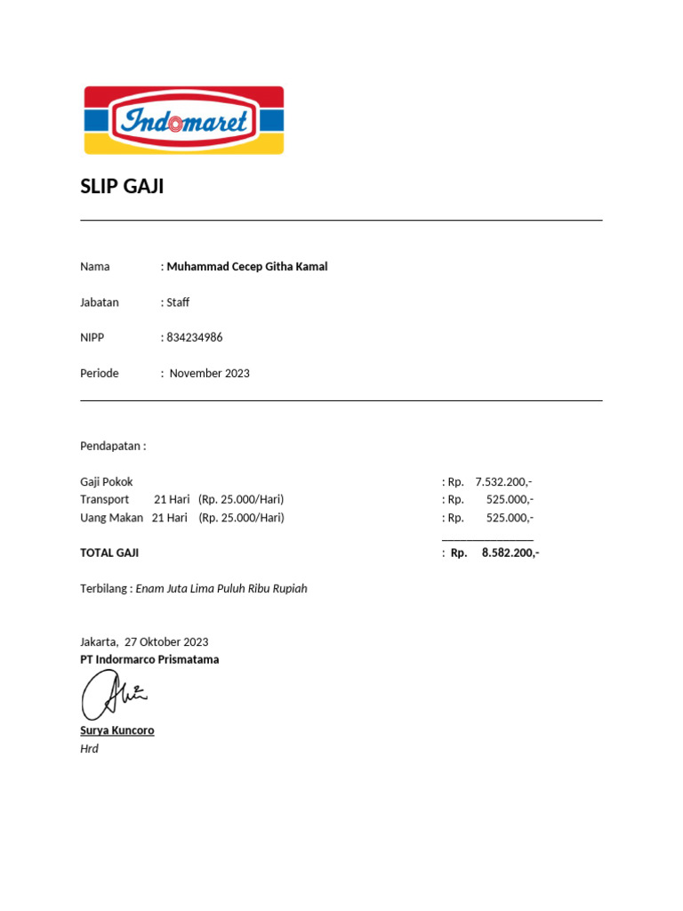 Slip Gaji Djamaludin 2022 | PDF