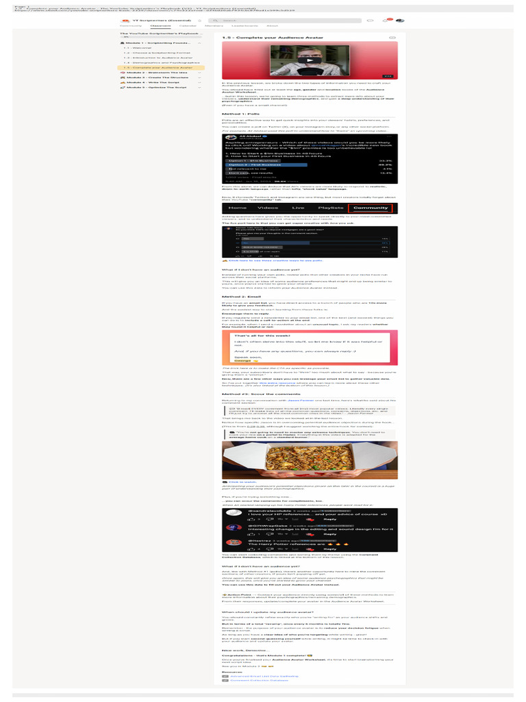 #13390 - 1.5 - Complete Your Audience Avatar - The YouTube Scriptwriter ...