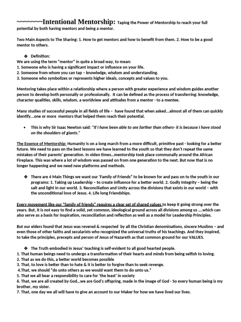 Intentional Mentorship | PDF | Mentorship | Wisdom