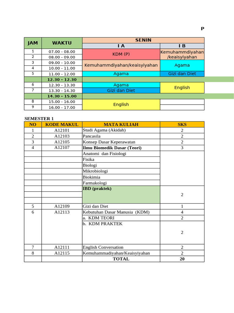 Jadwal Gasal d3 Kep - 2021-2022 - Rev | PDF