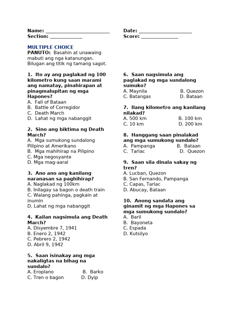 Multiple Choice | PDF