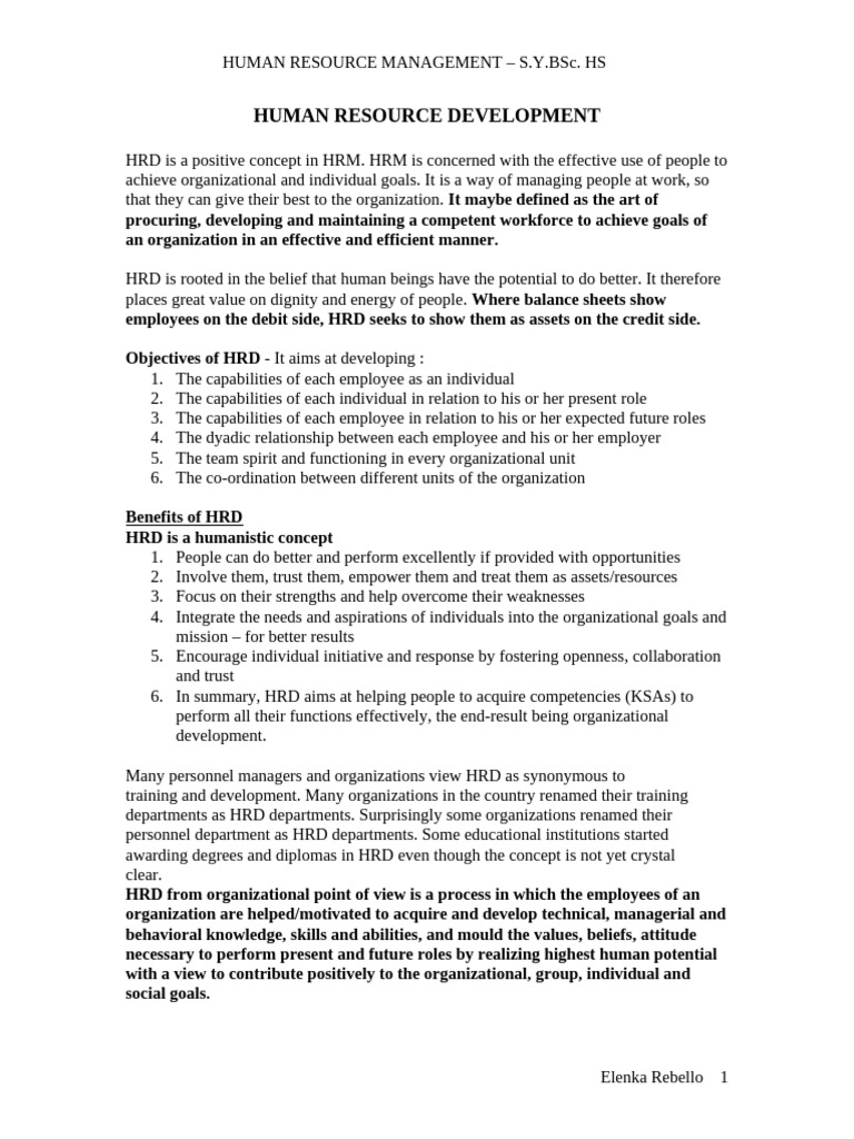 Human Resource Development | PDF | Human Resources | Human Resource Management