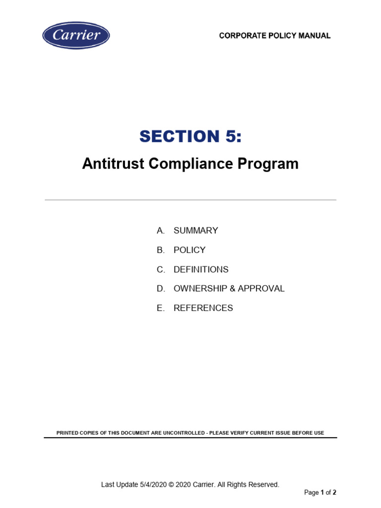 CPM 5 Antitrust Compliance Program - 5.14.20 - tcm558 77880 | PDF ...