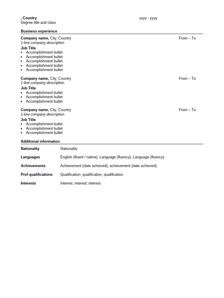 Cambridge CV Template Guide | PDF