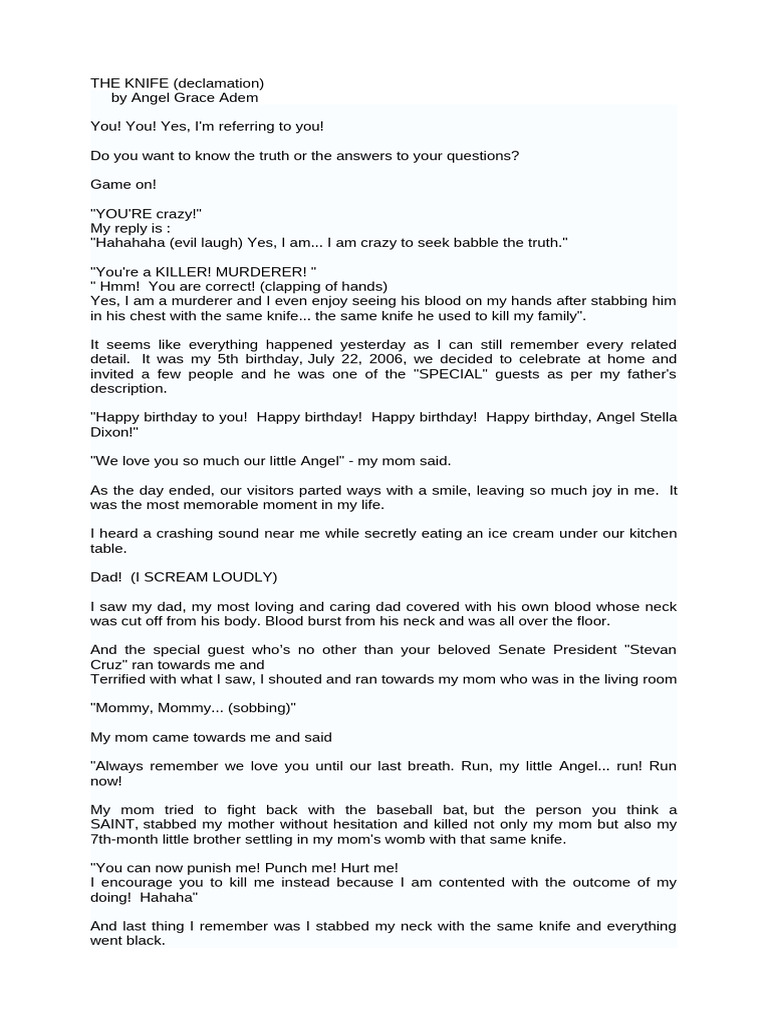 Declamation The Knife | PDF