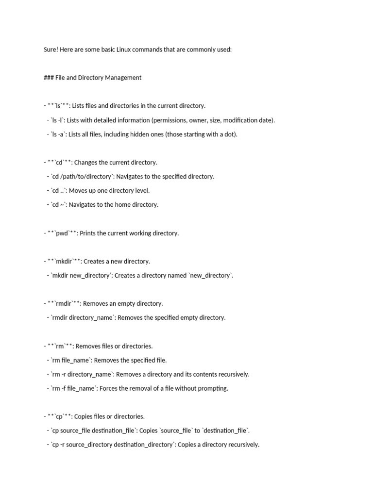Basic Linux Commands | PDF | Filename | Computer File Basic Linux Commands | PDF | Filename | Computer File