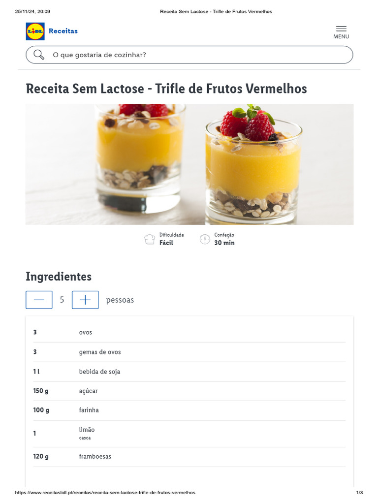 Receita Sem Lactose - Trifle de Frutos Vermelhos | PDF | Alimentos