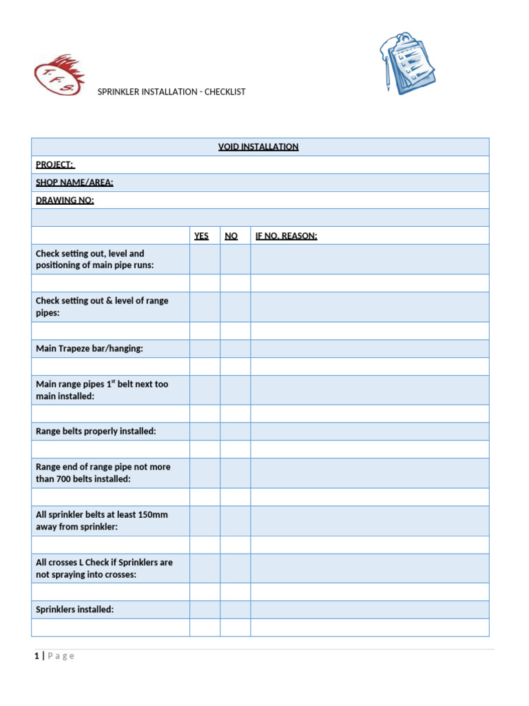 Sprinkler Install Checklist | PDF