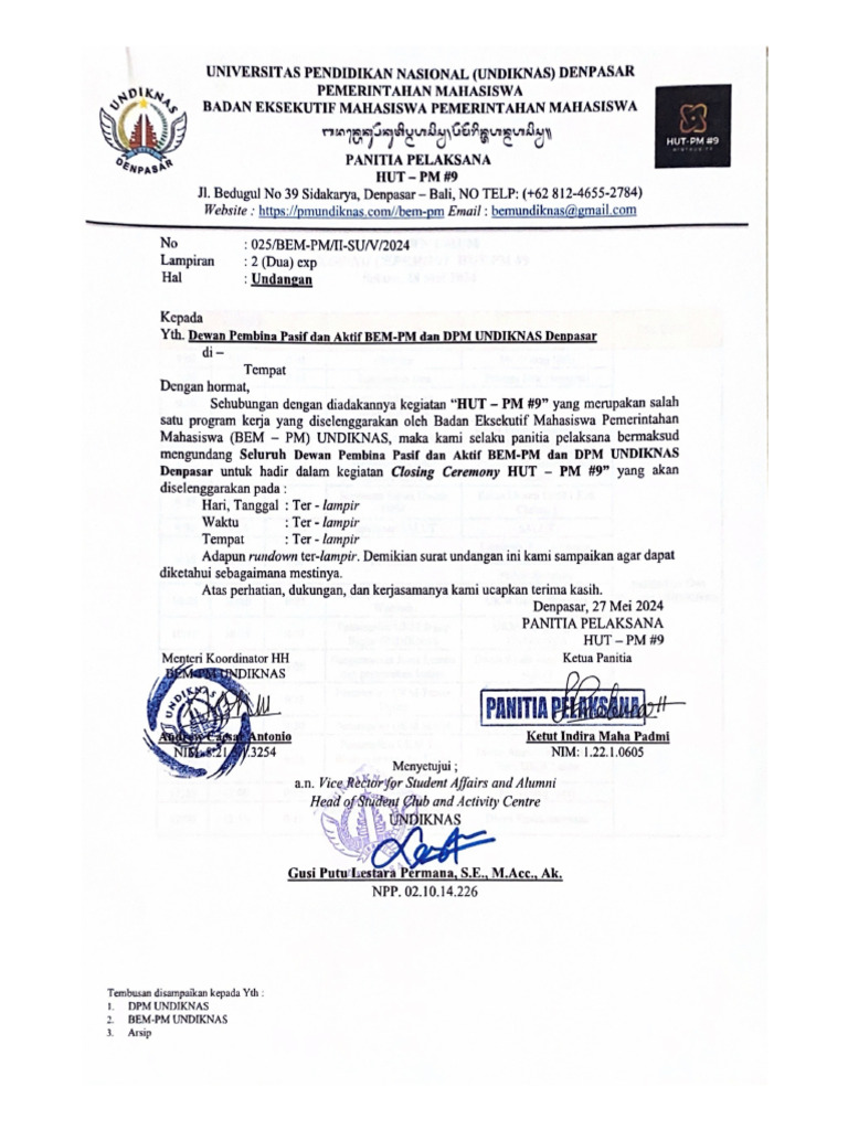 Su Closing Ceremony (Depem Bem Dan DPM) | PDF