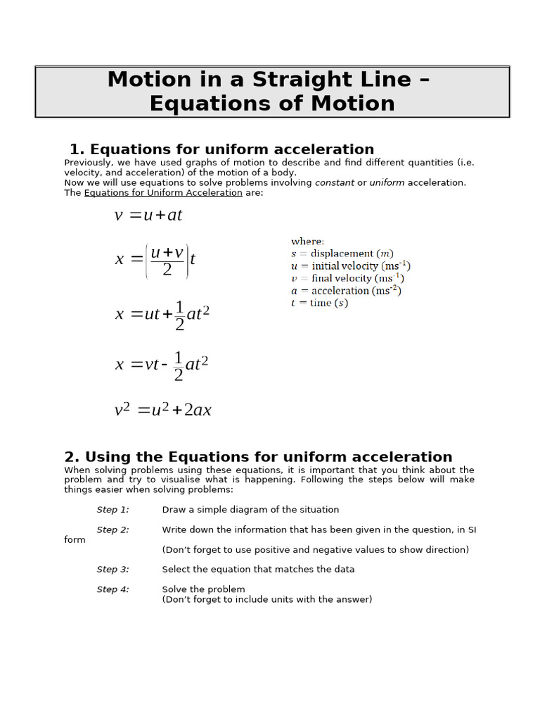 Solving Uniform Acceleration Problems | PDF