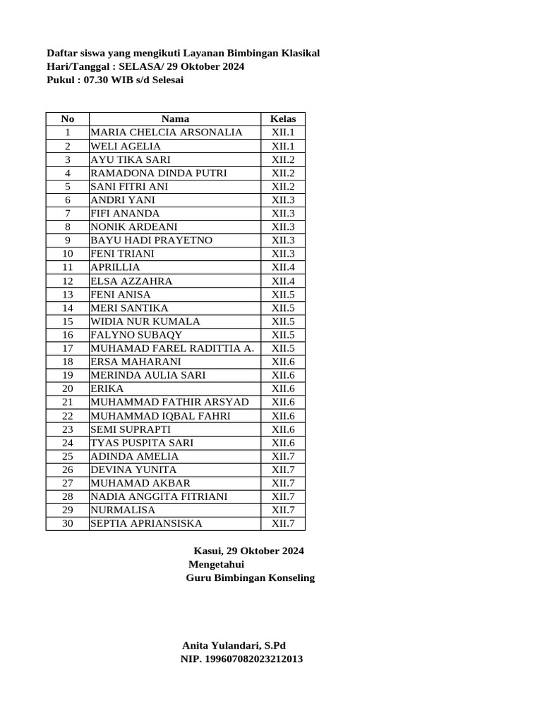 Daftar Siswa Pdf