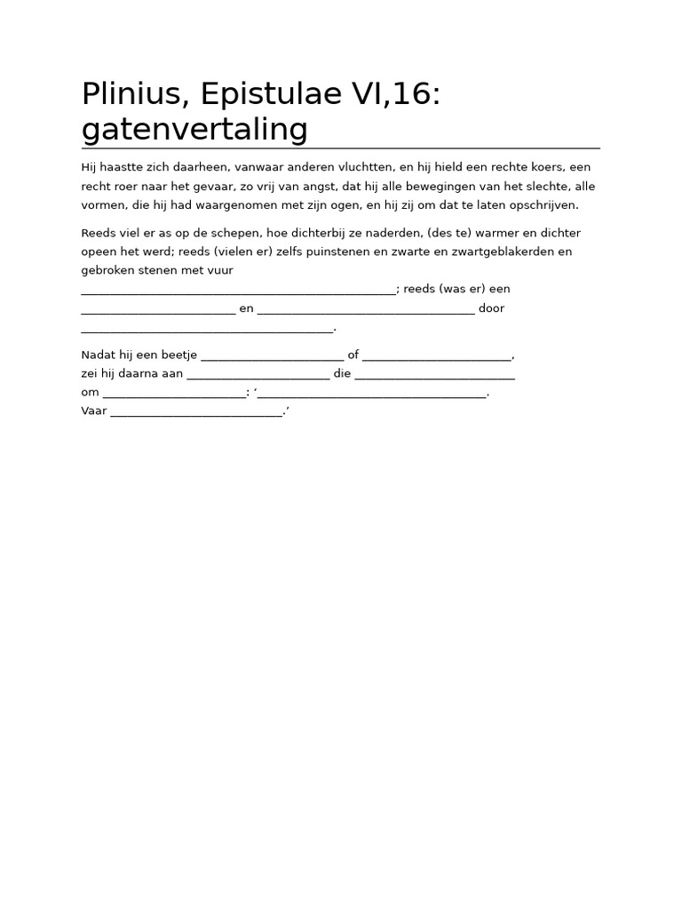 Plinius Epistulae VI 16 Gatenvertaling | PDF