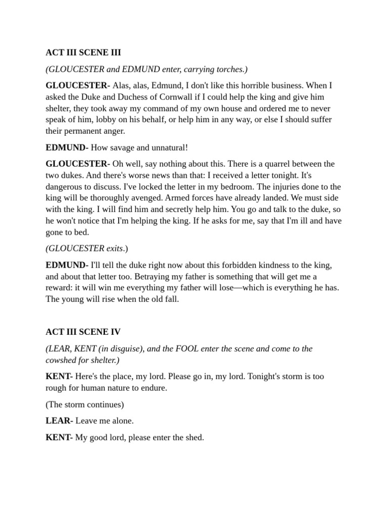 Act Iii Siii S Iv S V | PDF | King Lear