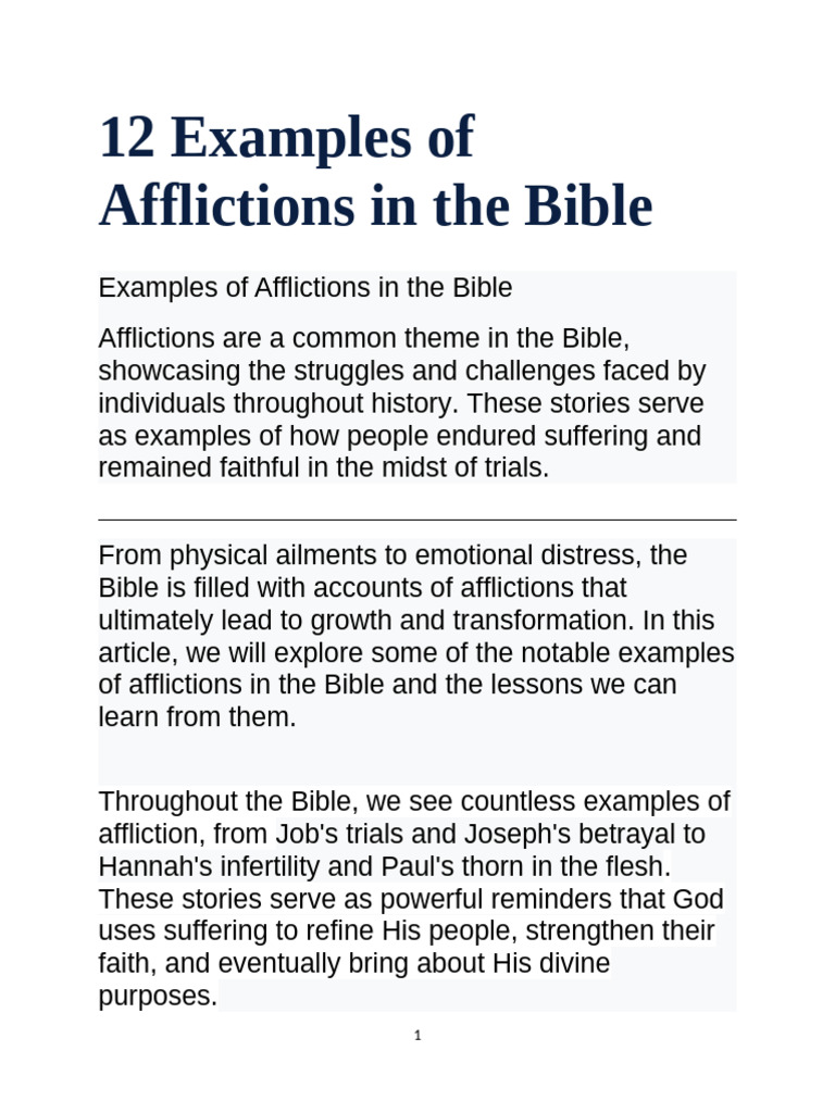 Biblical Examples of Affliction | PDF | Ruth (Biblical Figure) | Naomi ...