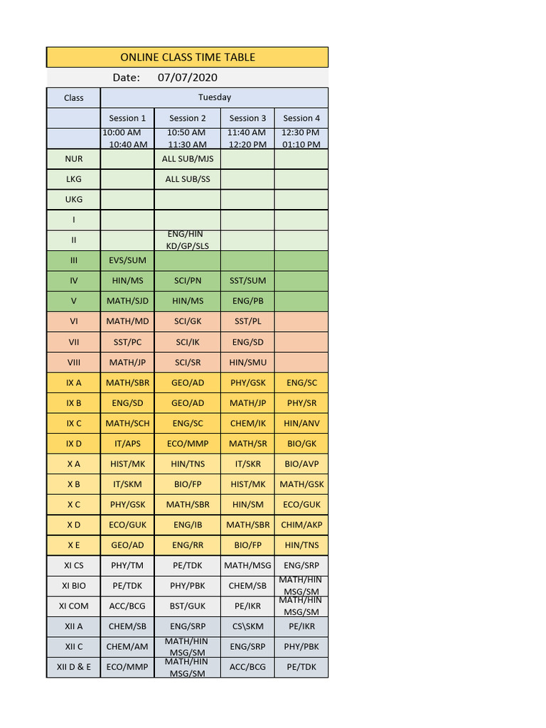School Online Class Schedule | PDF