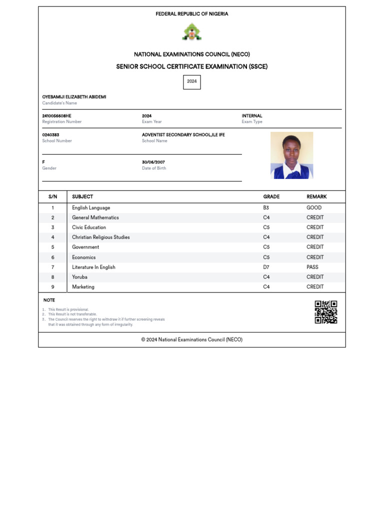 Senior School Certificate Examination (Ssce) : National Examinations ...