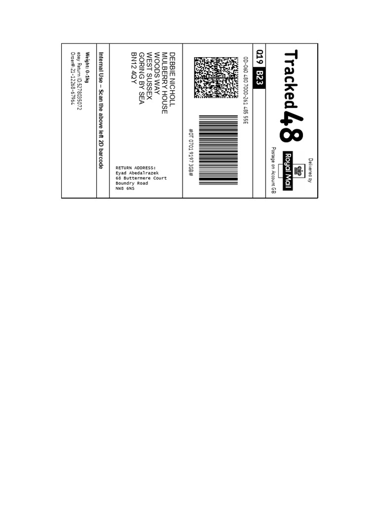 Ebay Return Shipping Label | PDF