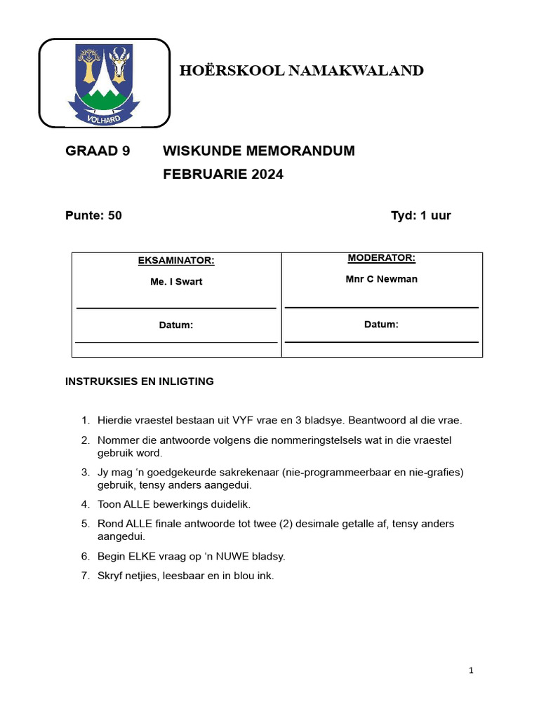 GR 9 Opdrag KW 1 Memo | PDF