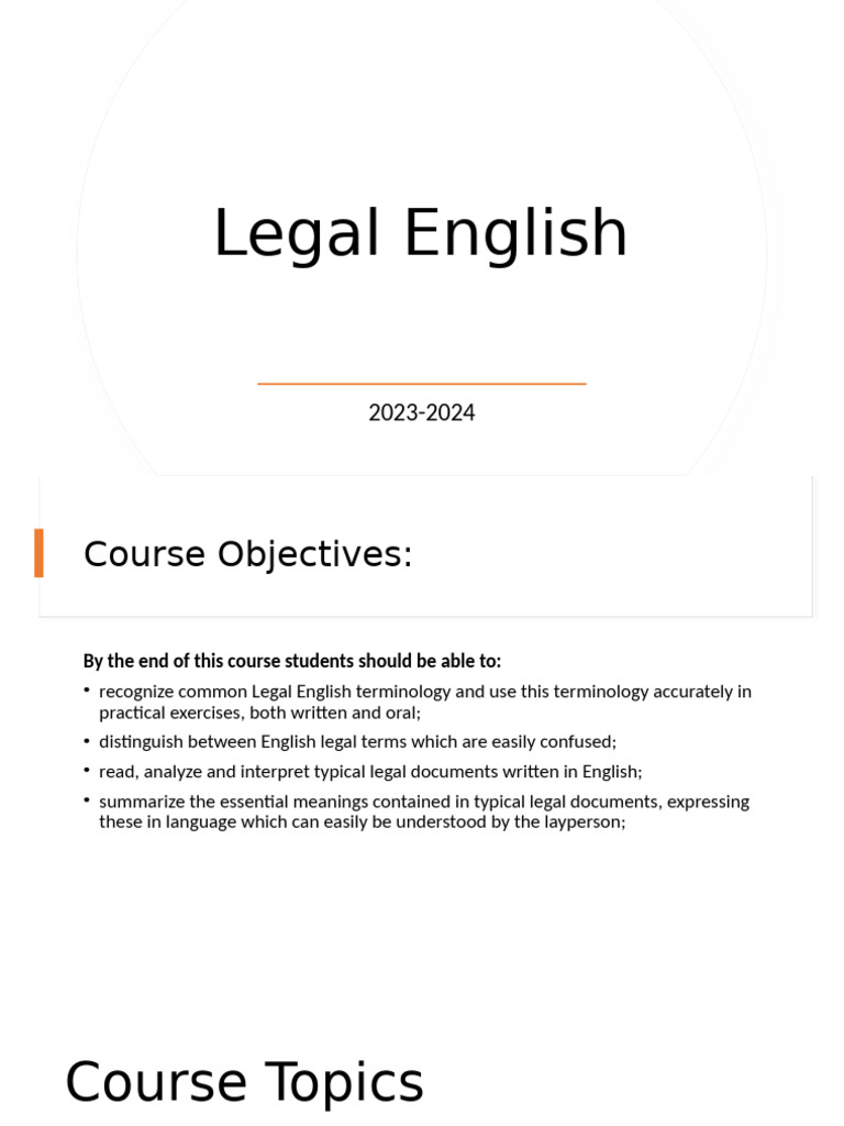 Legal English Course Introduction 24 | PDF