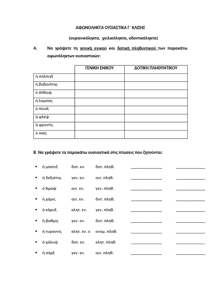 ΑΦΩΝΟΛΗΚΤΑ ΟΥΣΙΑΣΤΙΚΑ Γ | PDF