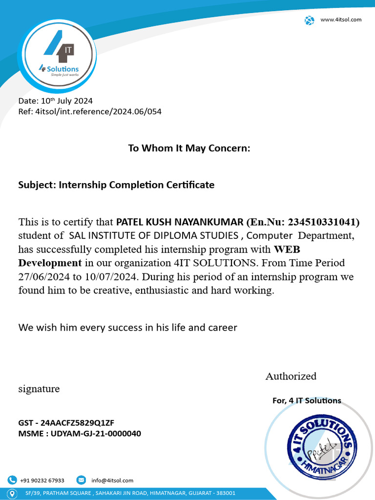 54 Patel Kush Nayankumar | PDF