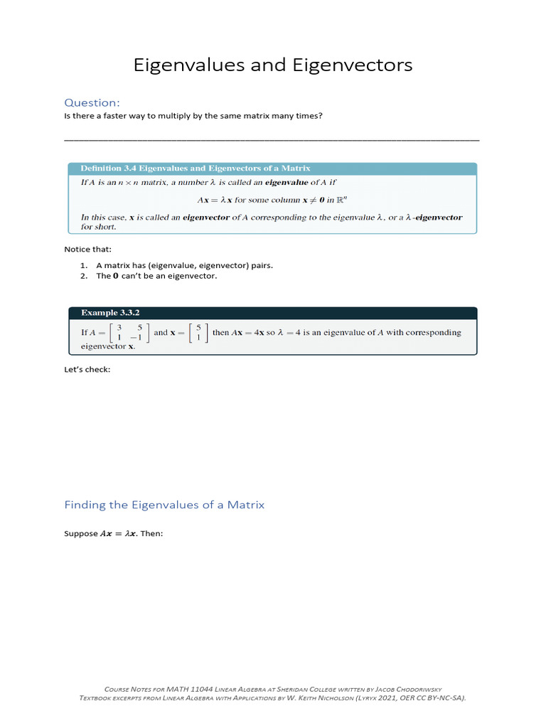 Eigenvalues and Eigenvectors in Linear Algebra | PDF | Eigenvalues And ...