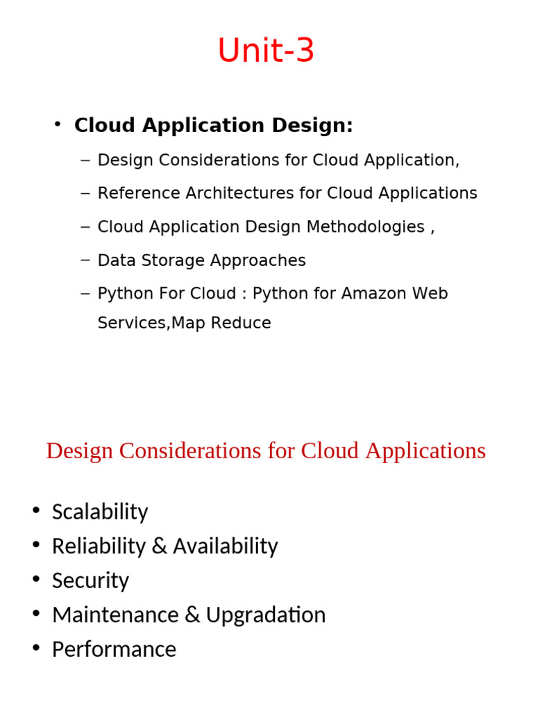 UNIT-3 Cloud Application Design | PDF | Relational Database | Cloud Computing