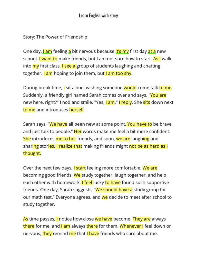 Story - The Power of Friendship | PDF