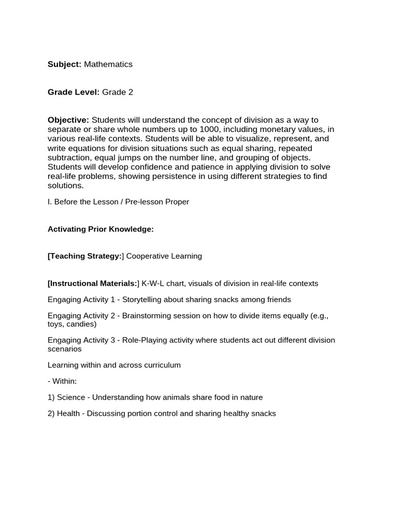 Lesson Plan | PDF | Learning | Thought