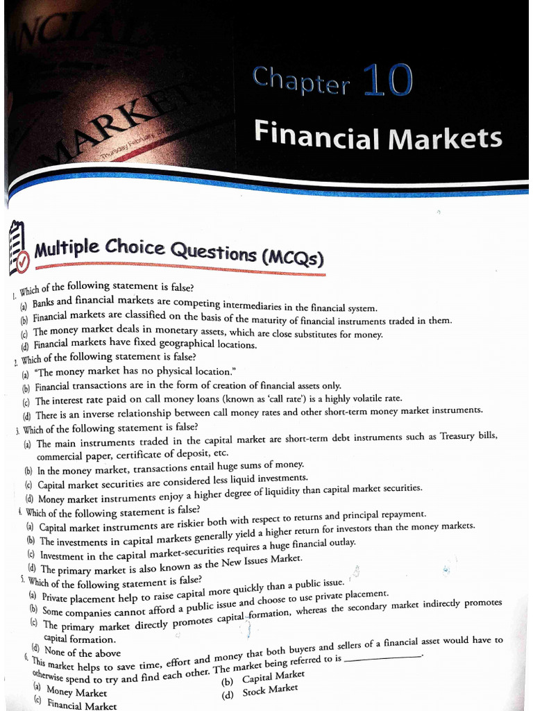 CH 10 Financial Markets | PDF