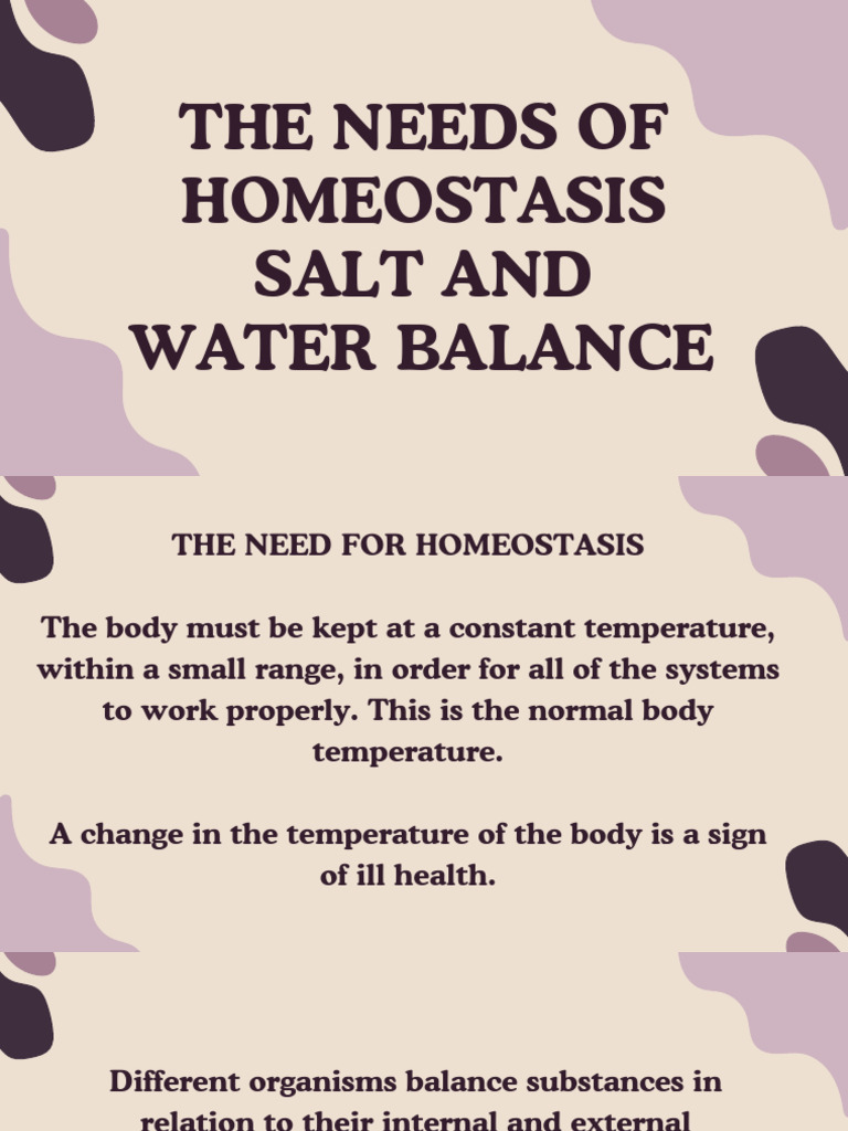 The Needs of Homeostasis Salt and Water Balance - 20241118 - 195122 ...