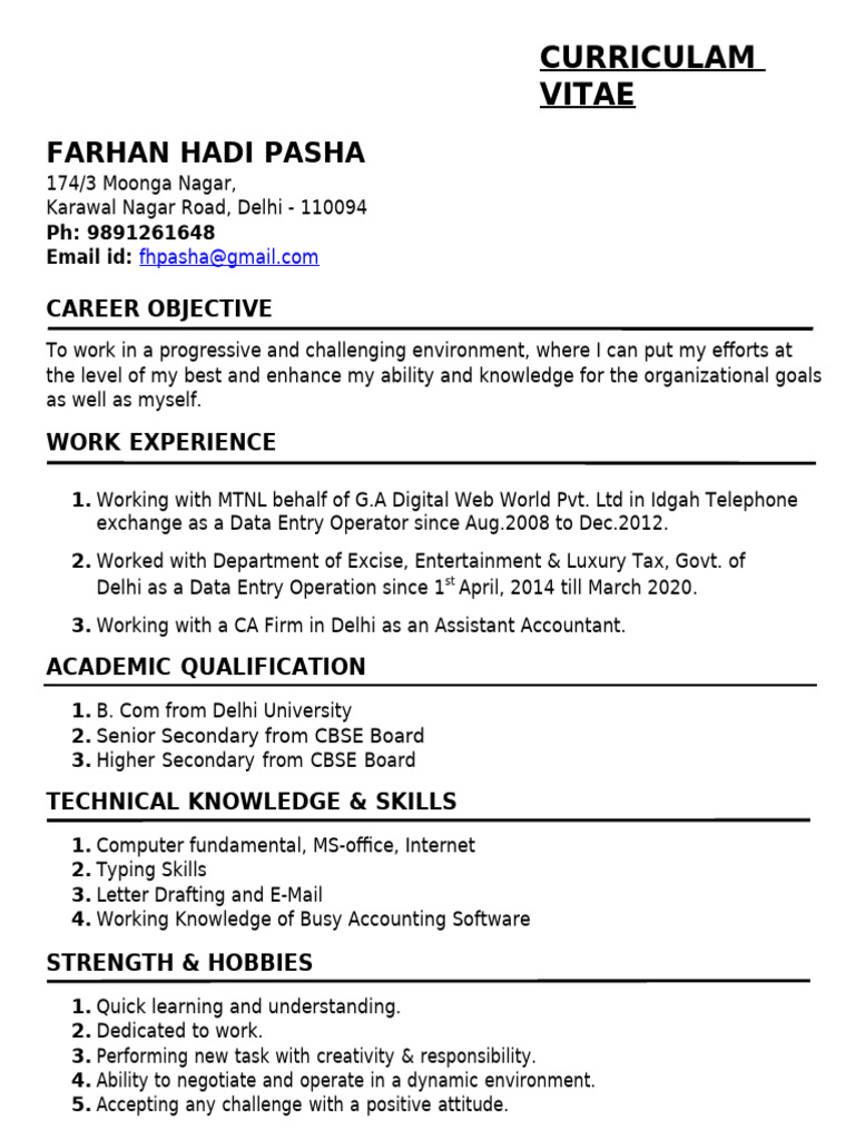 Farhan Hadi Pasha's CV | PDF