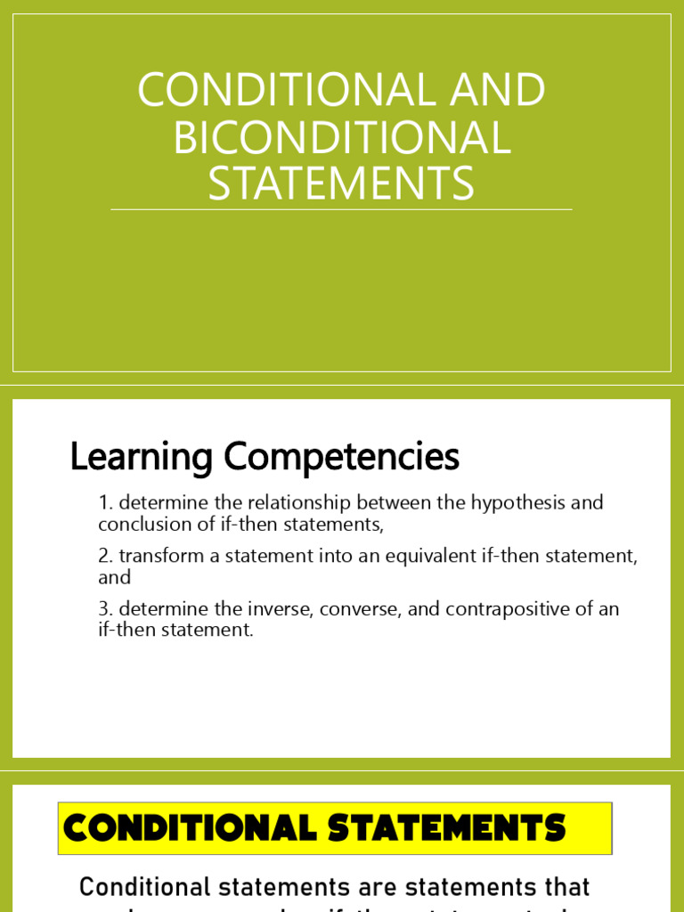 Conditional and Biconditional Statements | PDF | Euclid | Elementary Geometry