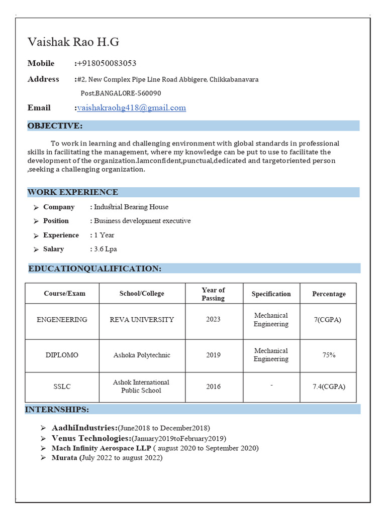Vaishak Resume | PDF