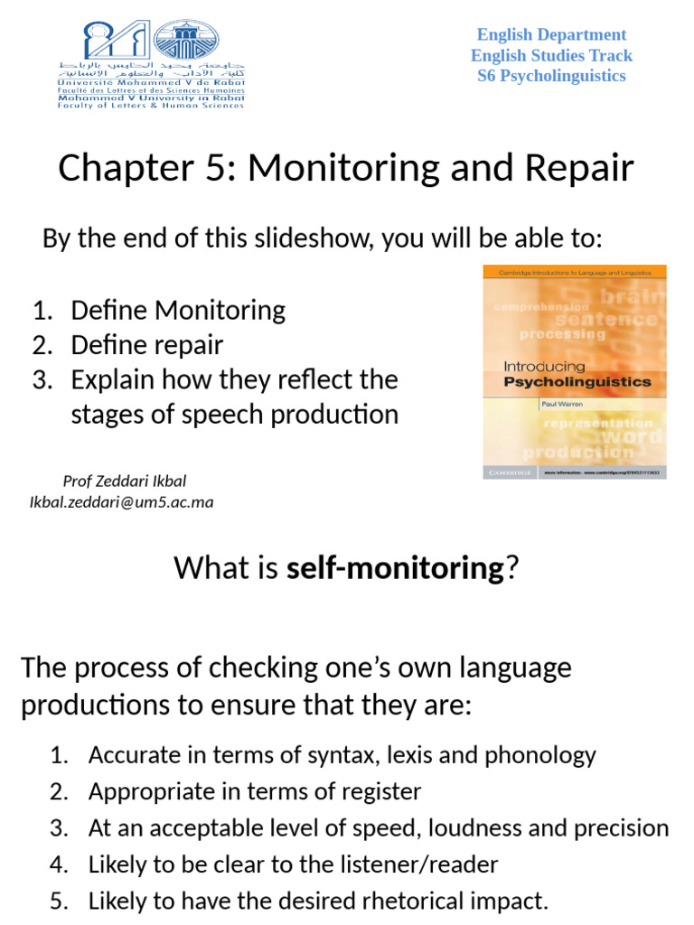1 Definition of Self-Monitoring and Repair | PDF