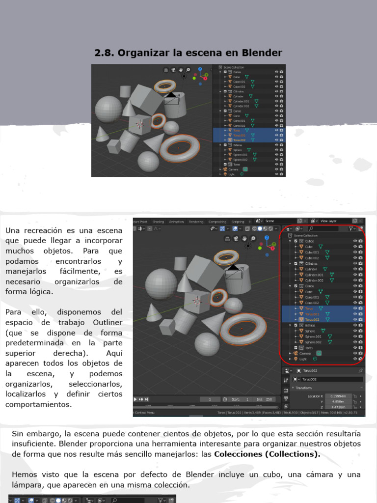 2.8-. Organizar la escena en Blender. | PDF | Software | Informática