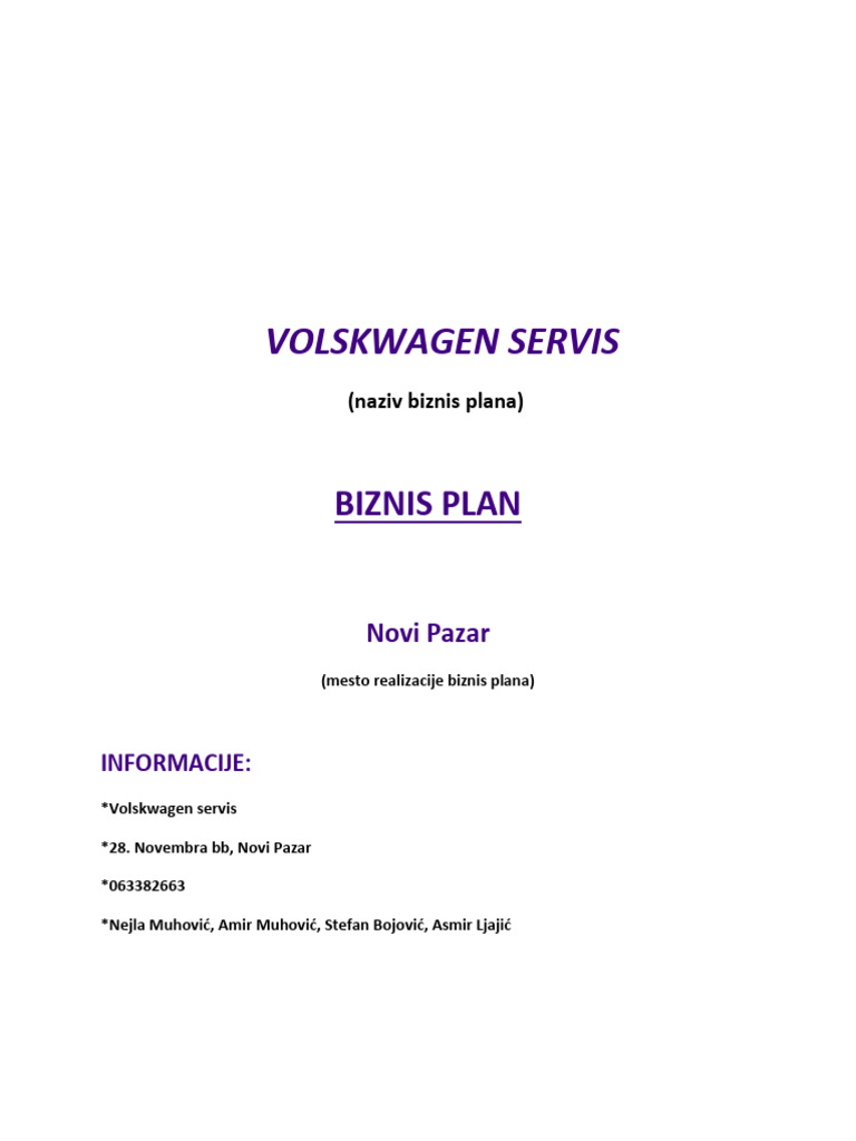 Bizniz Plan | PDF
