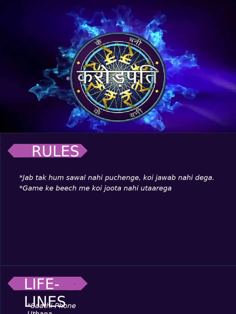 KBC Game Rules & Lifelines Guide | PDF