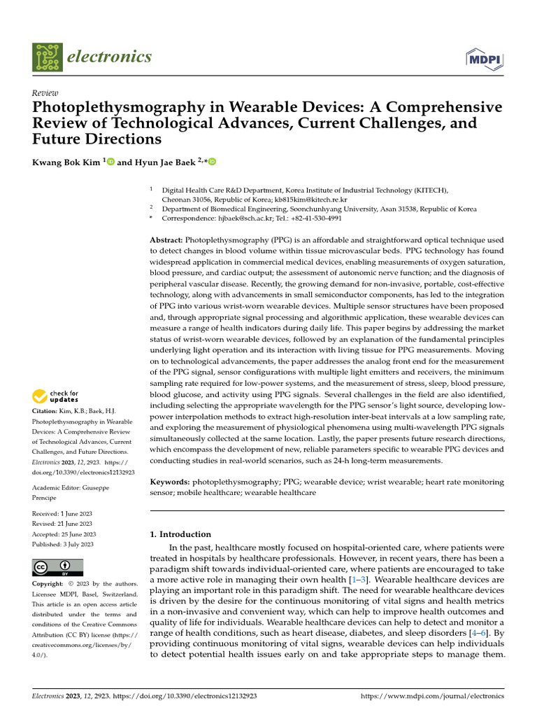 Photoplethysmography in Wearable Devices A Compreh | PDF | Wearable ...
